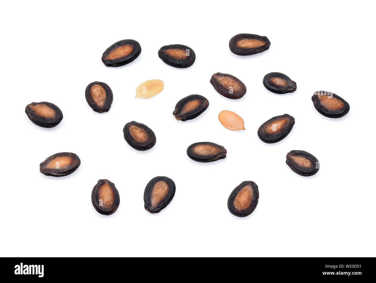 Watermelon seeds on white background Stock Photo - Alamy