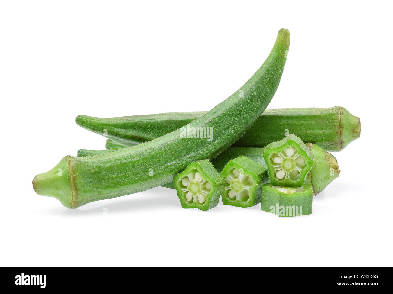 fresh okra isolated on white background Stock Photo - Alamy