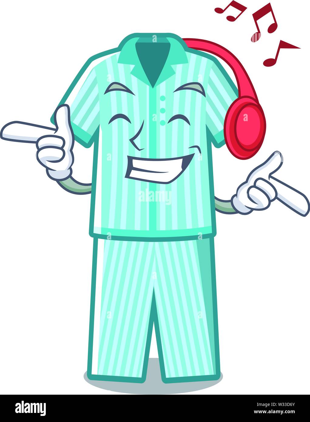 Listening music pyjamas placed on a cartoon bed Stock Vector Image ...