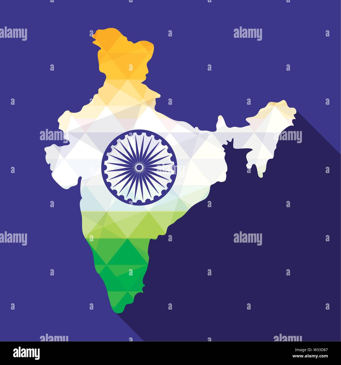 map of india with ashoka chakra vector illustration design Stock Vector ...
