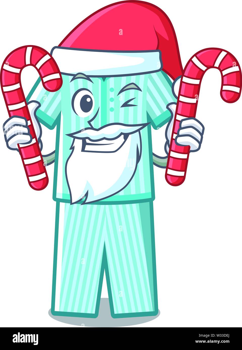 Santa with candy folded pajamas in a cartoon closet Stock Vector Image ...