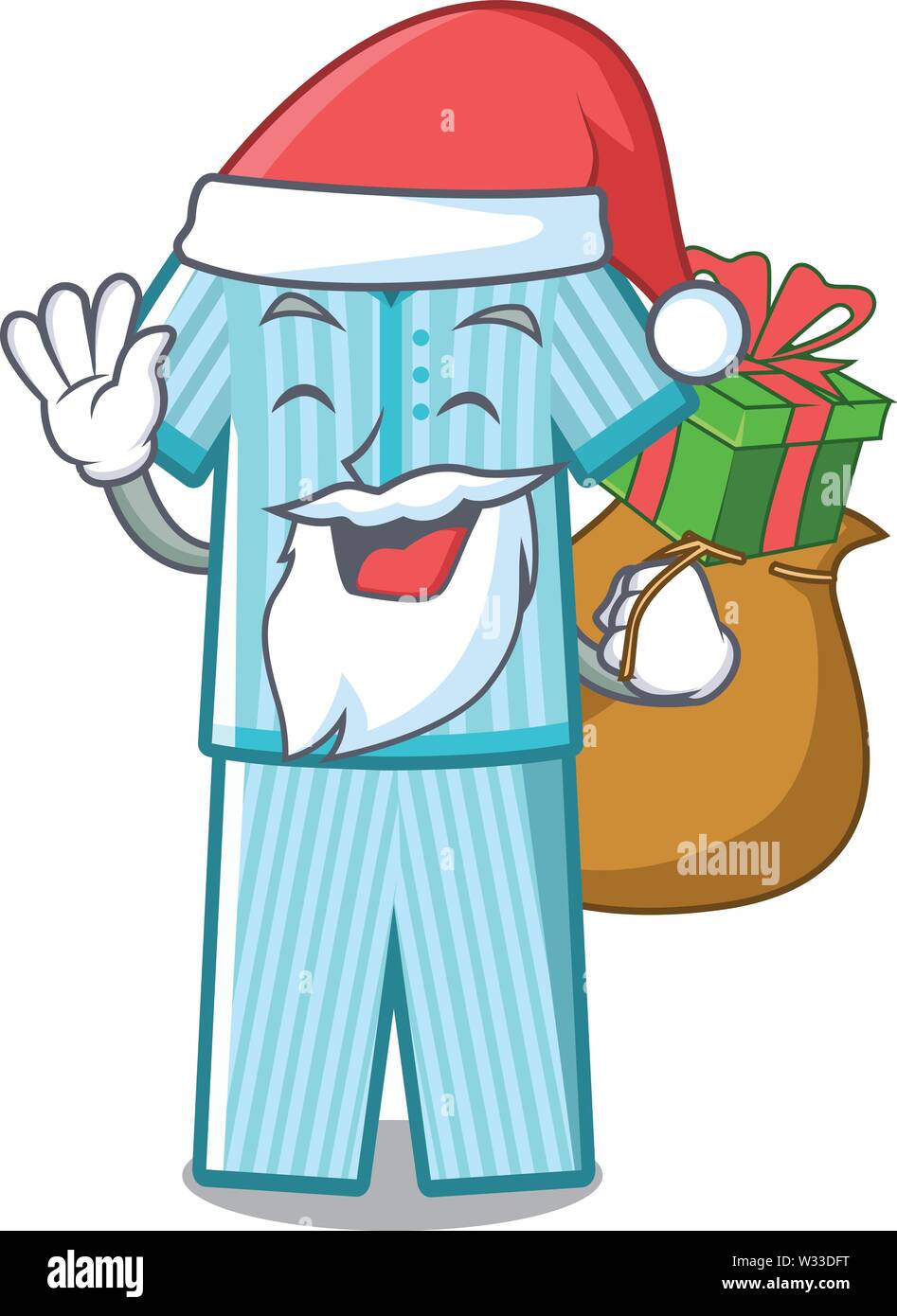 Santa with gift folded pajamas in a cartoon closet Stock Vector Image ...