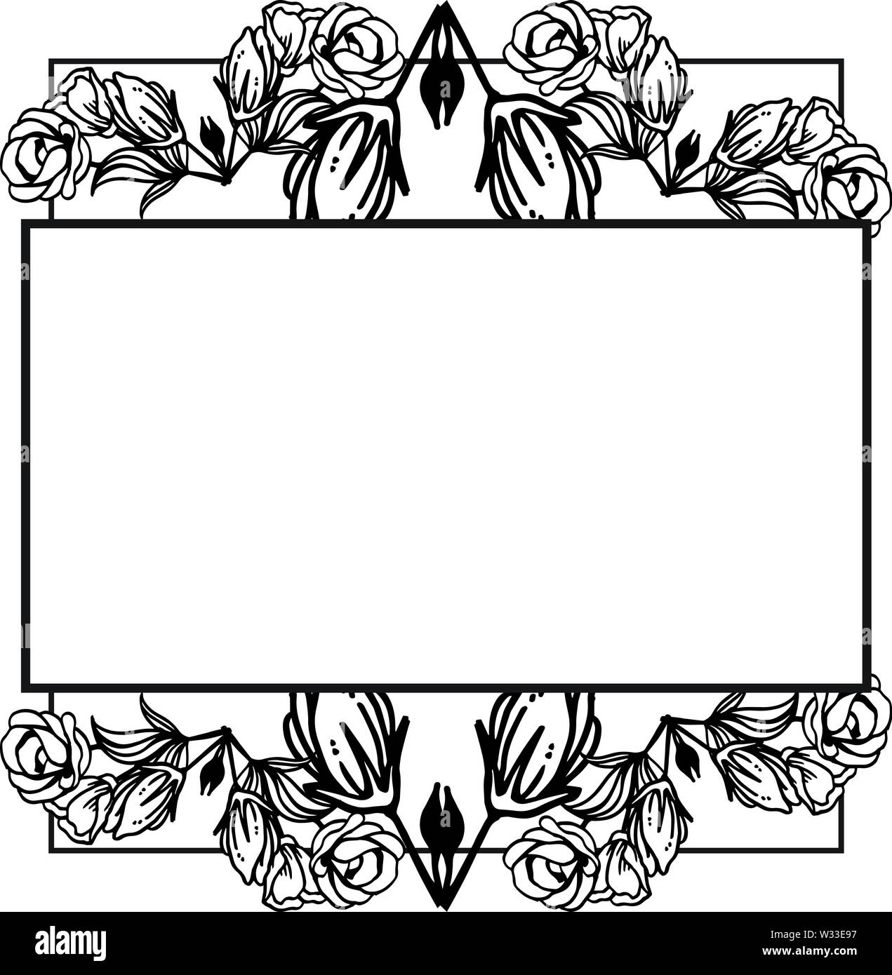 Floral frame with drawing flower, various pattern for card. Vector ...