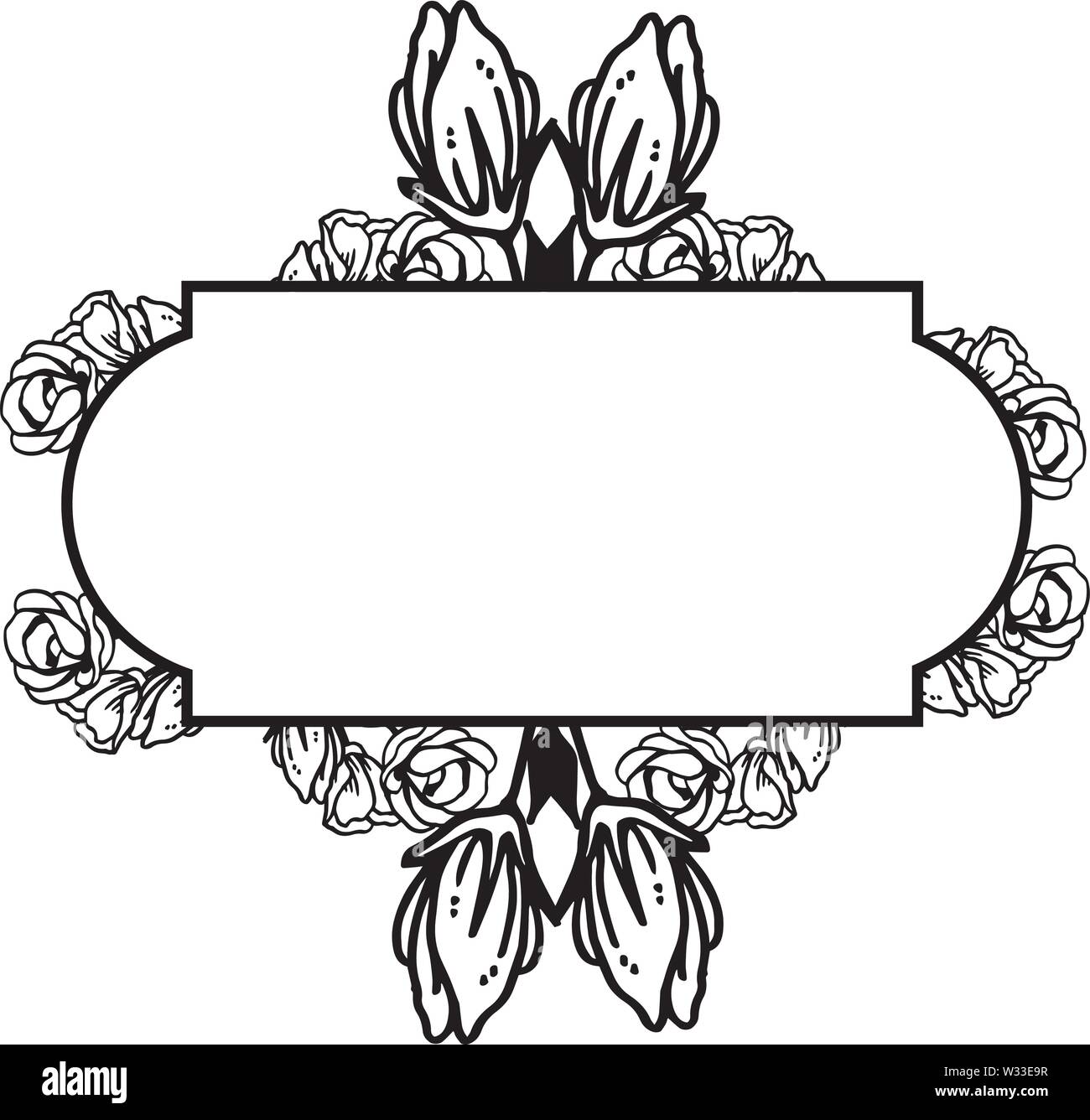 Floral frame with drawing flower, various pattern for card. Vector ...