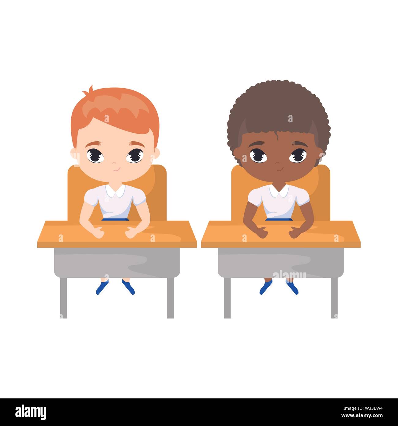 little students seated in school desks vector illustration design Stock Vector Image & Art - Alamy