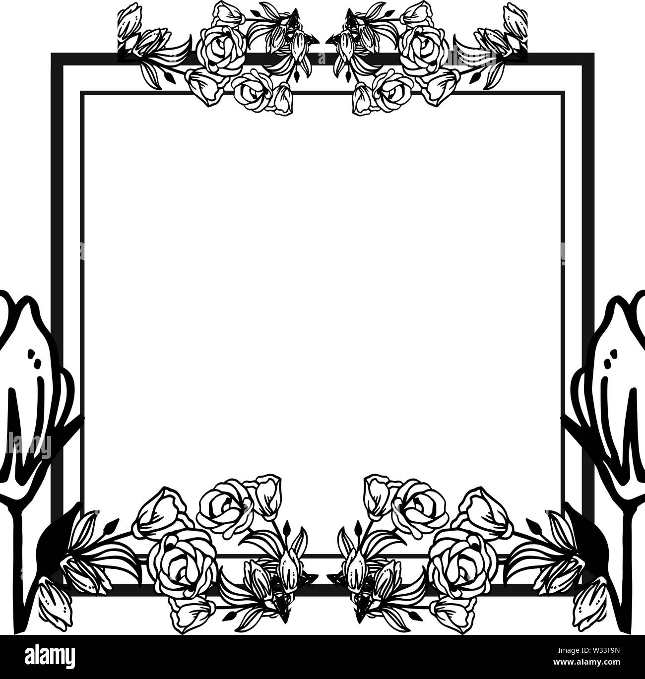 Birthday cards with design modern, various drawing flowers. Vector ...