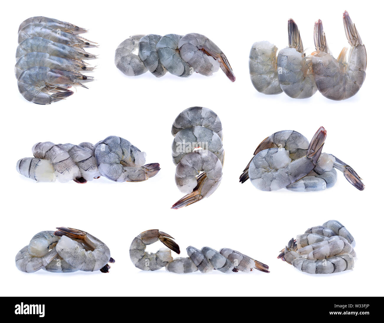 Raw prawns isolated on white background Stock Photo - Alamy