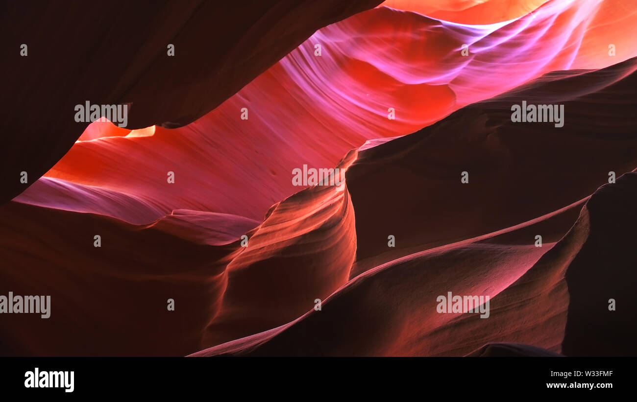 colorful sandstone rock wall in upper antelope canyon, az Stock Photo ...