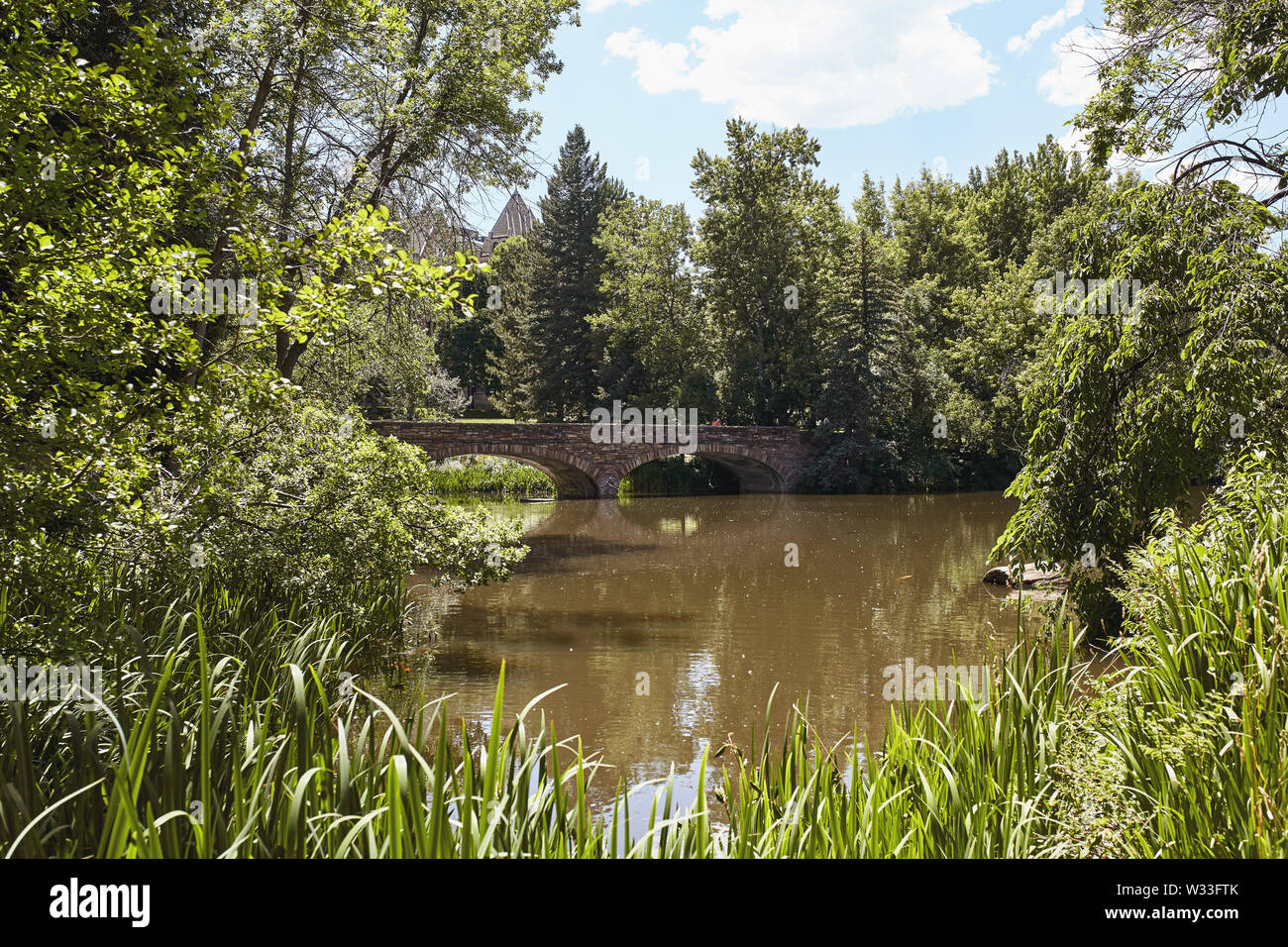 Boulder, Colorado - July 11th, 2019: Sandstone bridge overlooking ...