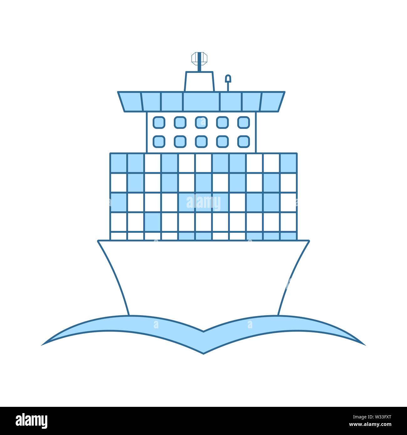 Container Ship Icon. Thin Line With Blue Fill Design. Vector ...
