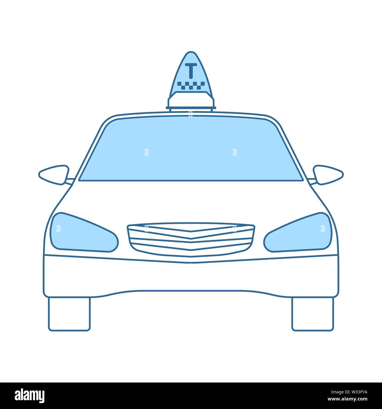 Taxi Icon. Thin Line With Blue Fill Design. Vector Illustration Stock ...