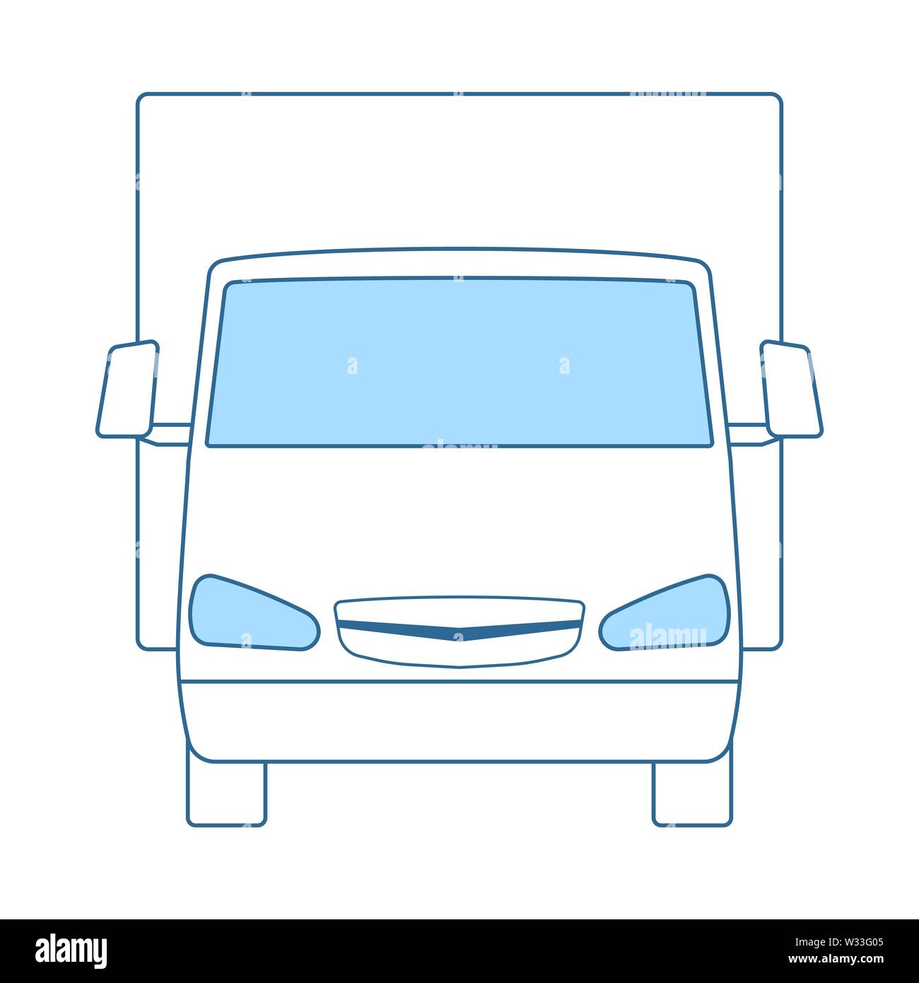Van Truck Icon. Thin Line With Blue Fill Design. Vector Illustration ...