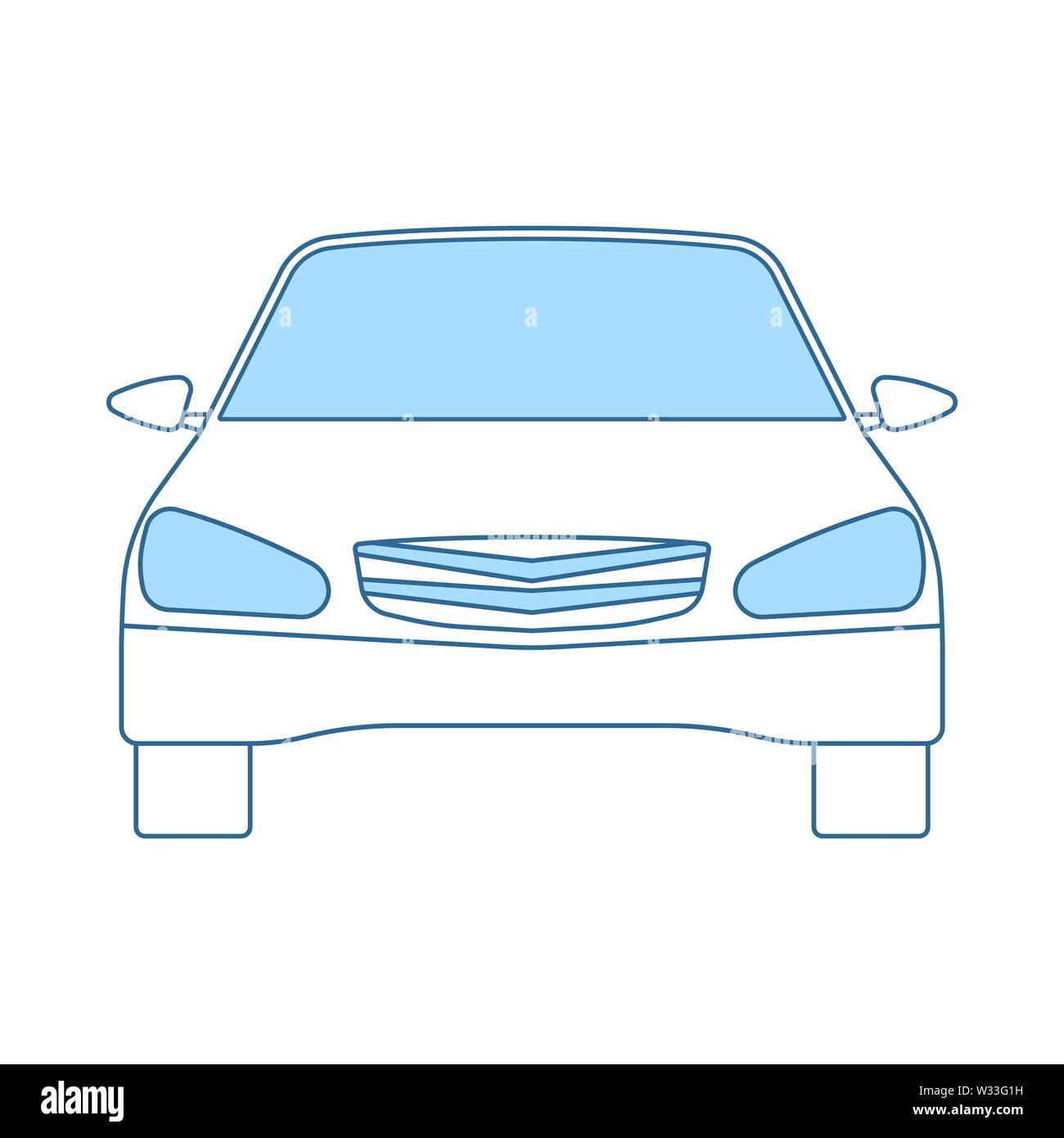 Sedan Car Icon. Thin Line With Blue Fill Design. Vector Illustration ...