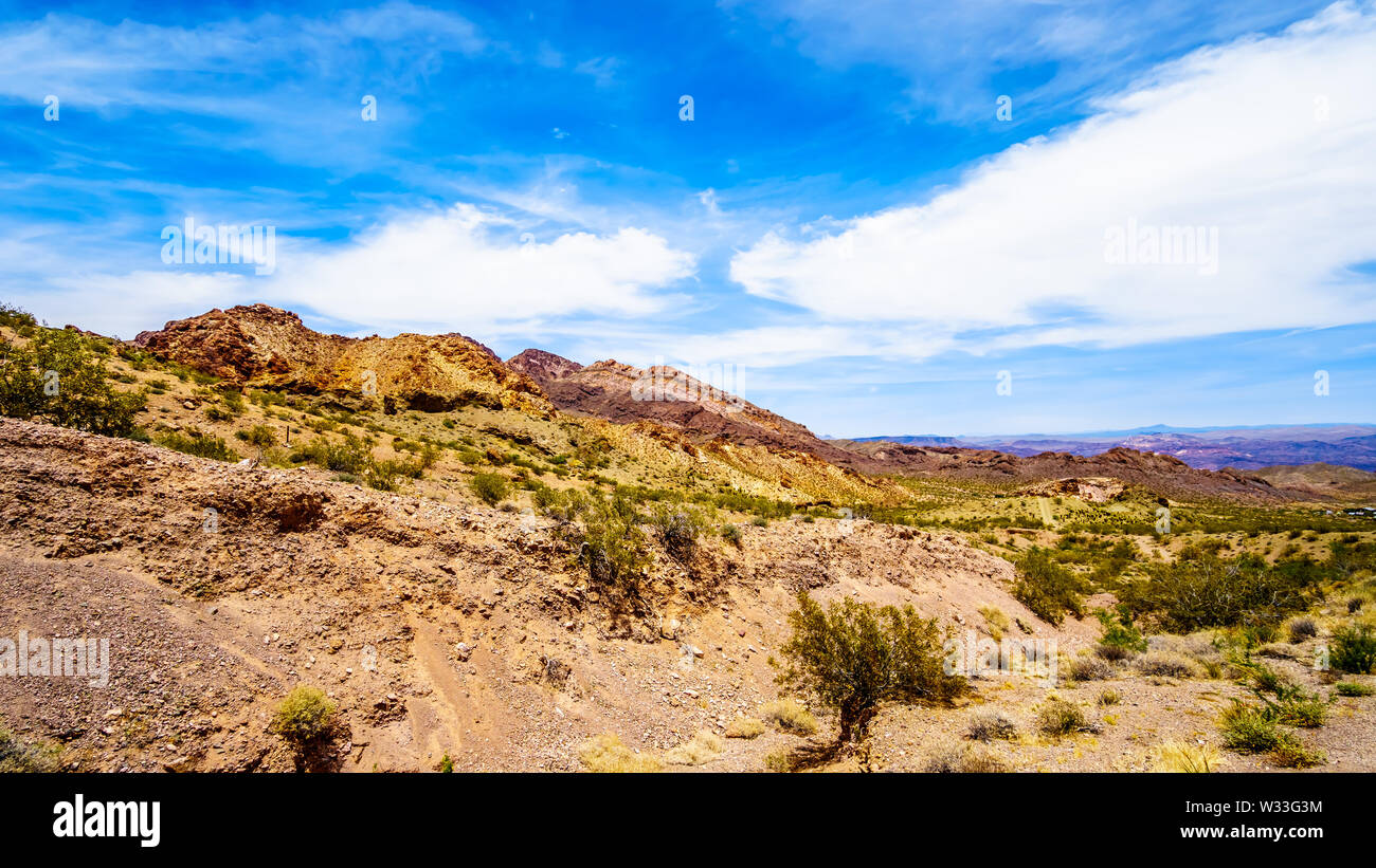 Rugged Mountains along Highway SR 165 into the El Dorado Canyon on the ...