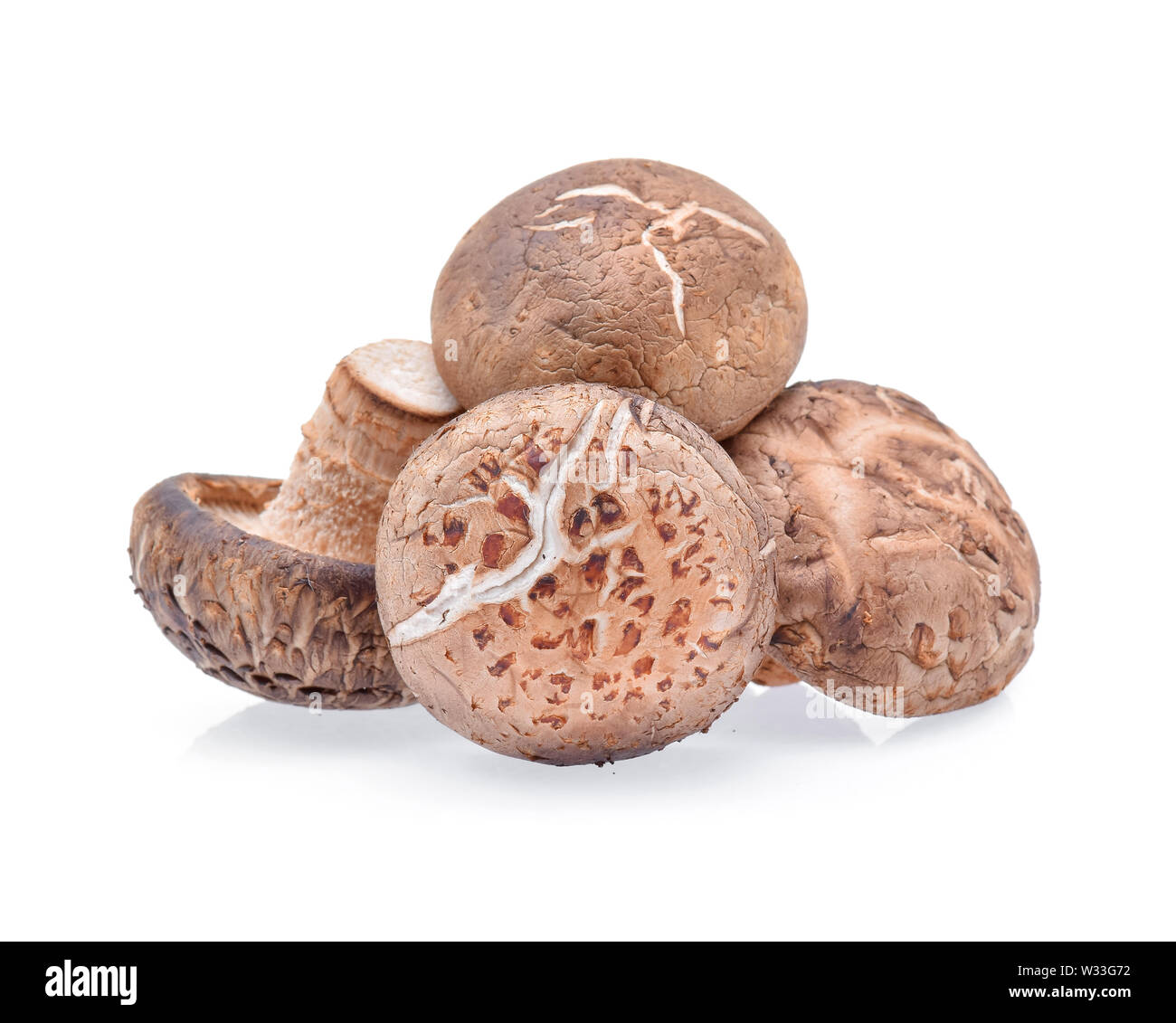 Shiitake Mushrooms on white background Stock Photo - Alamy