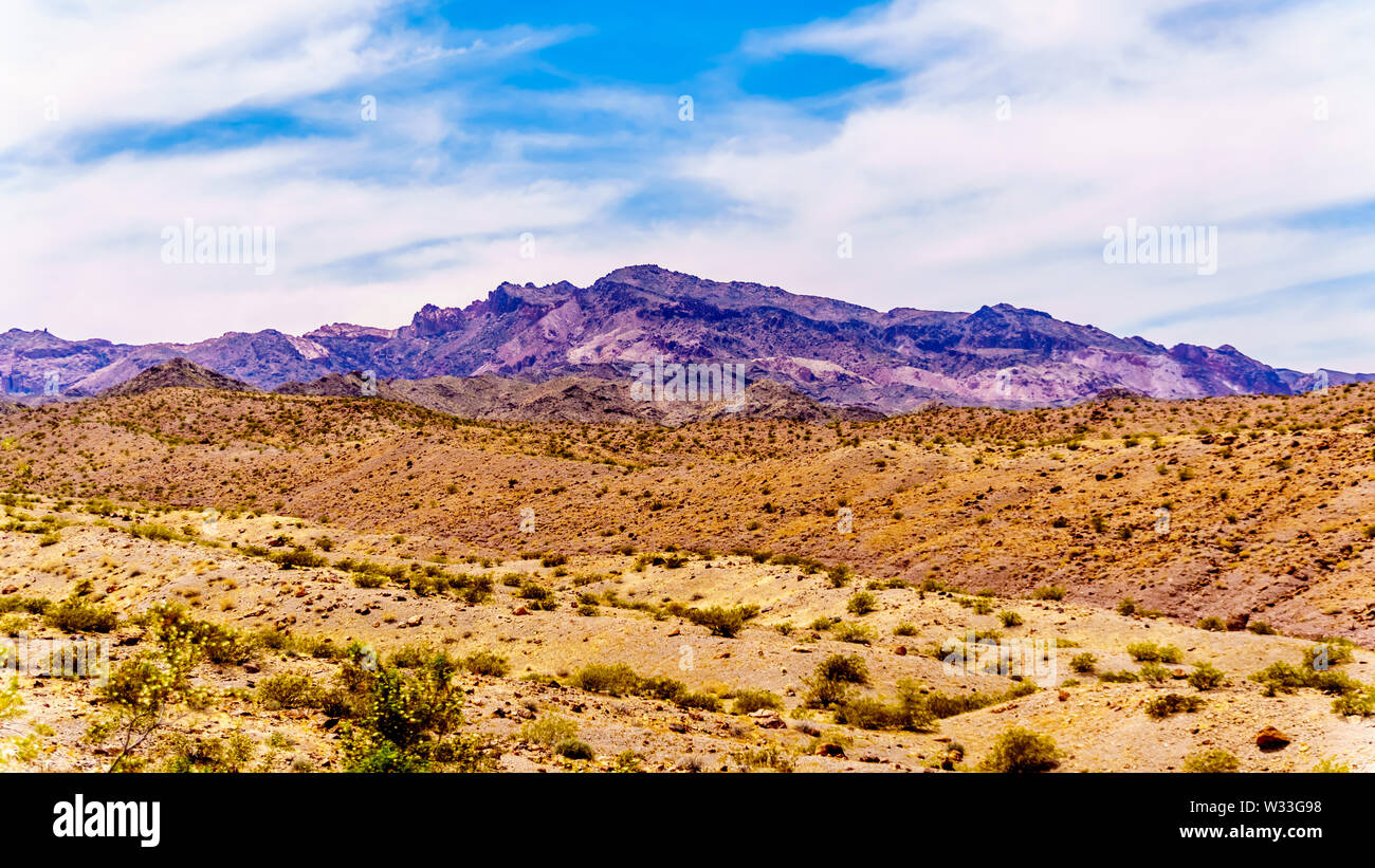 Rugged Mountains along Highway SR 165 into the El Dorado Canyon on the ...