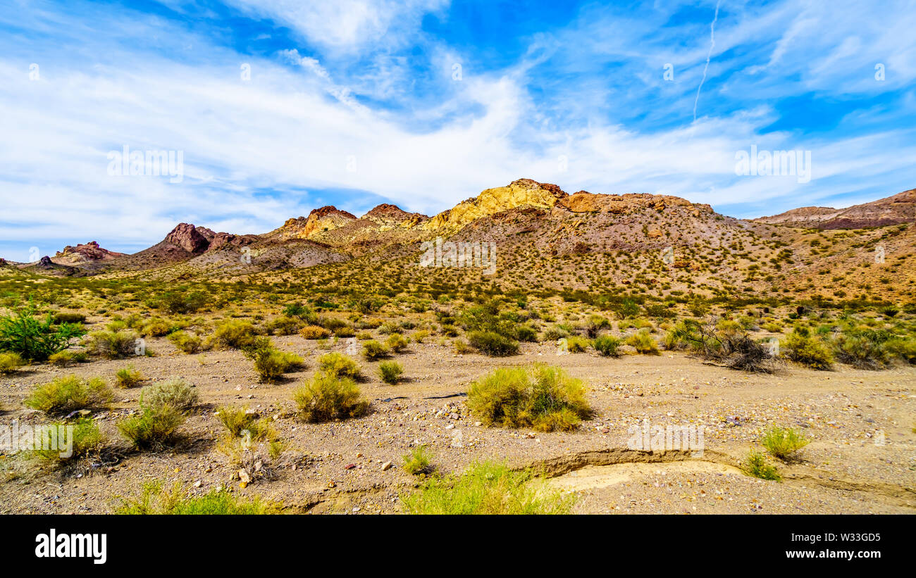 Rugged Mountains along Highway SR 165 into the El Dorado Canyon on the ...