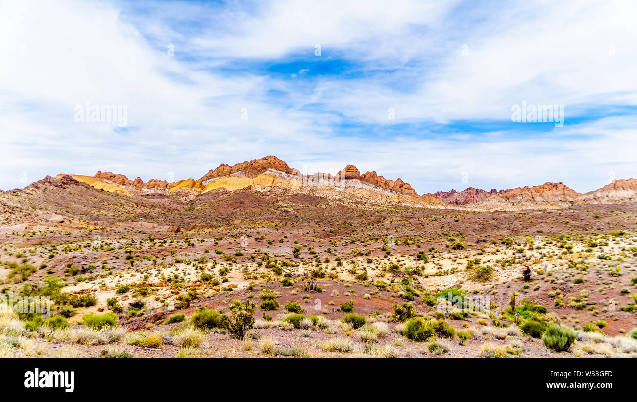 Rugged Mountains along Highway SR 165 into the El Dorado Canyon on the ...