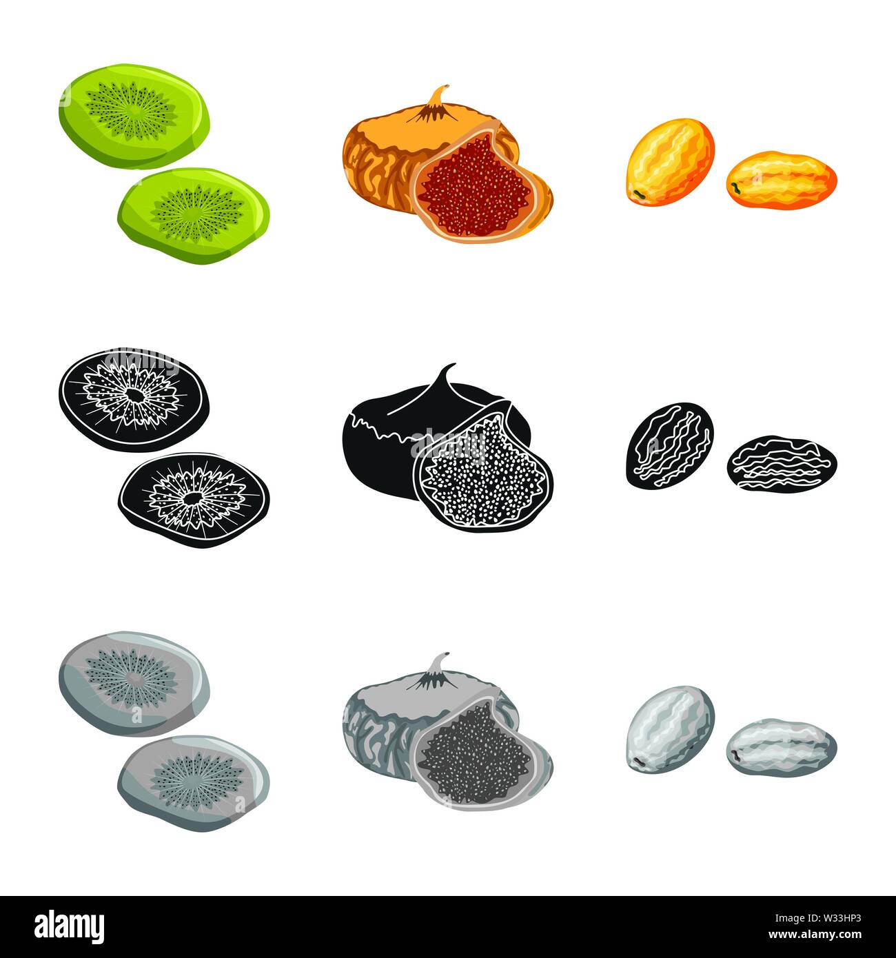 Vector design of food and raw sign. Set of food and nature stock symbol ...