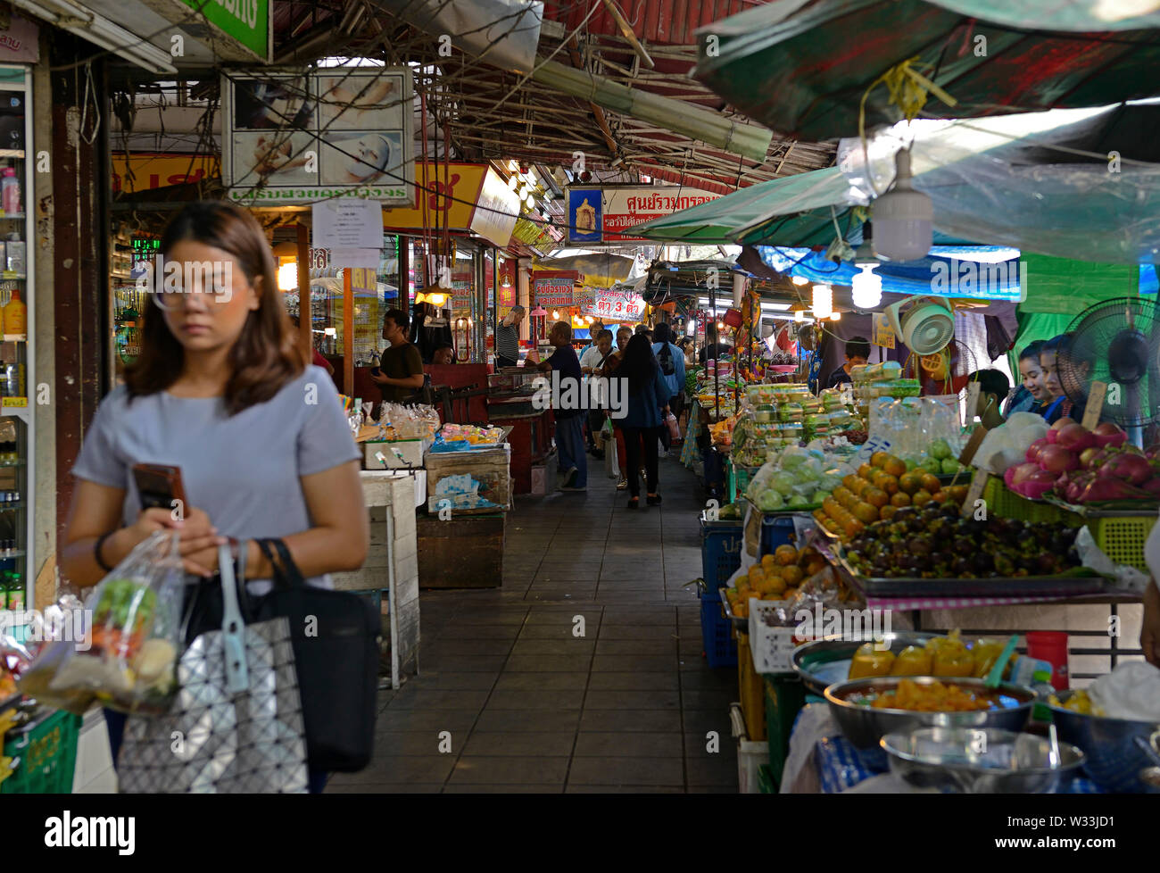 bangkok, thailand - february 13, 2019: street market scenery on ...