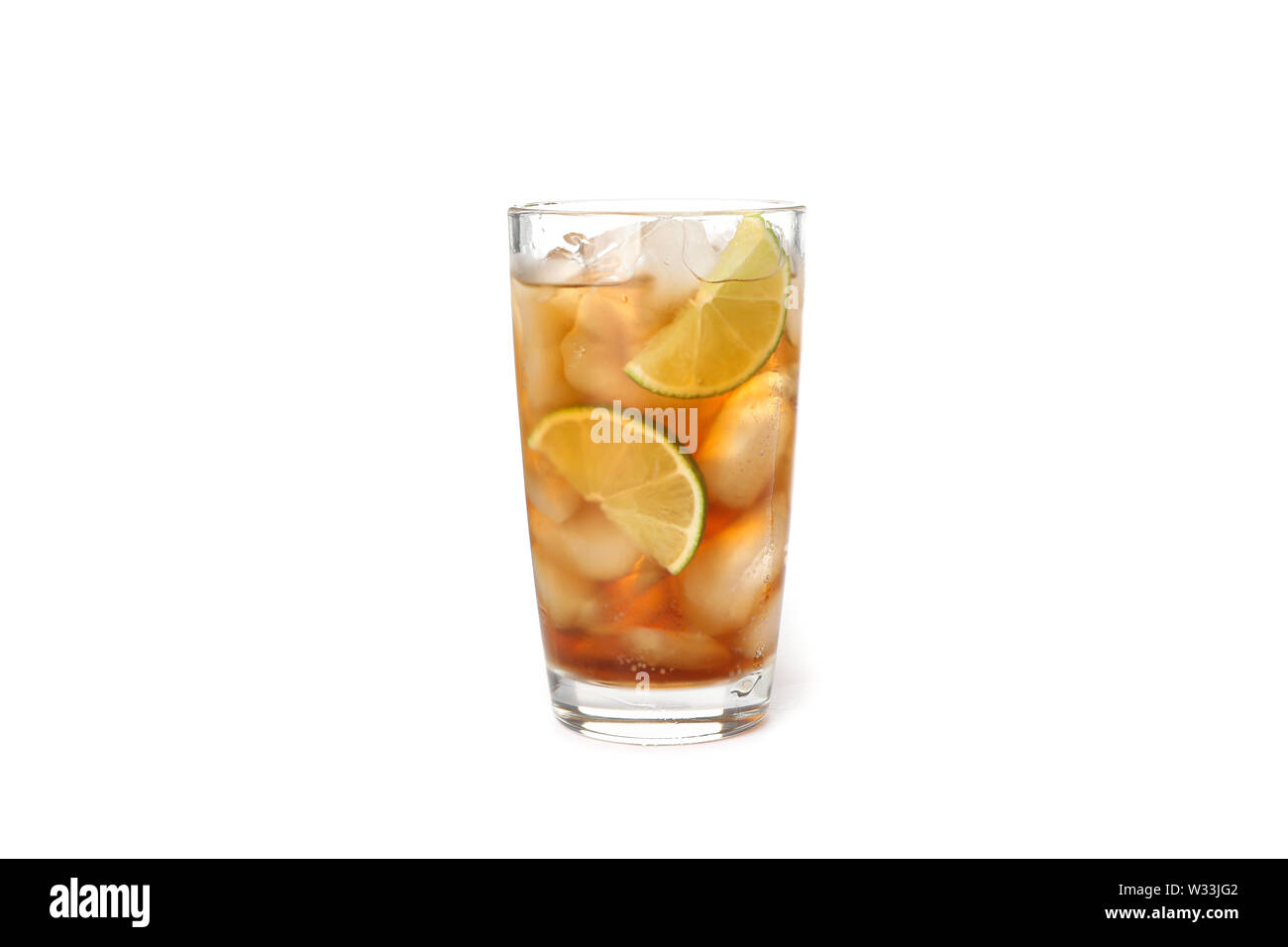 Glass of cold cola isolated on white background Stock Photo - Alamy