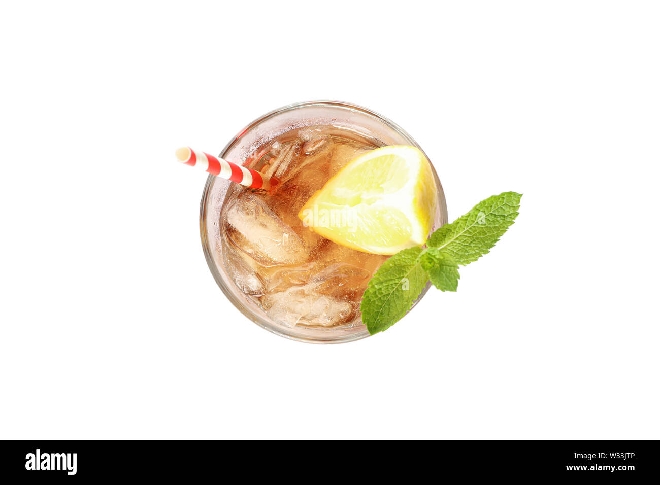 Glass of cold cola with lemon isolated on white background Stock Photo ...