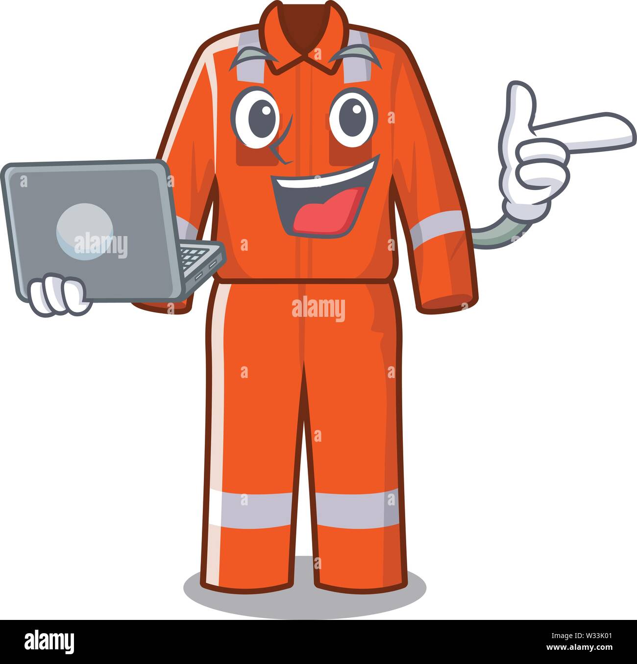 With laptop working overalls in the cartoon shape Stock Vector Image ...