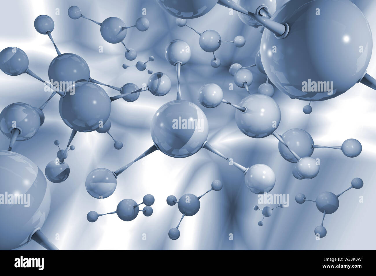 Close up of colorful atomic particle background science 3D illustration ...