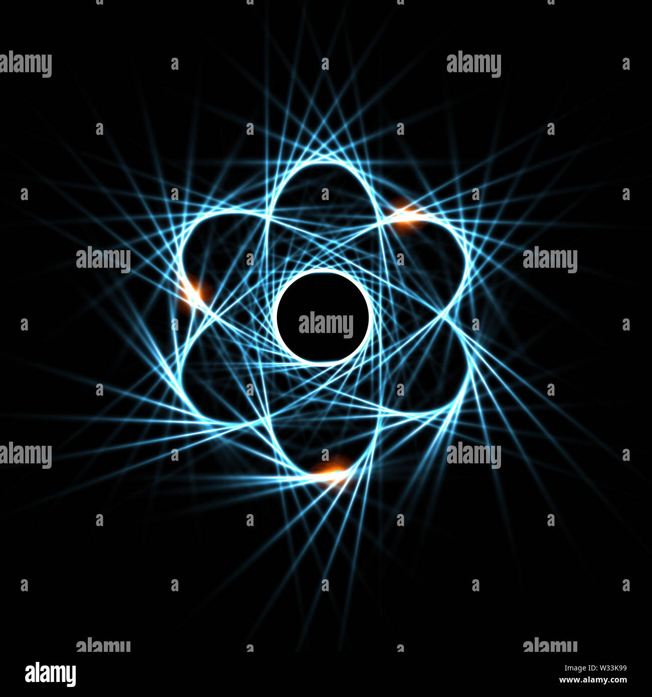 Close up of colorful atomic particle background science 3D illustration ...