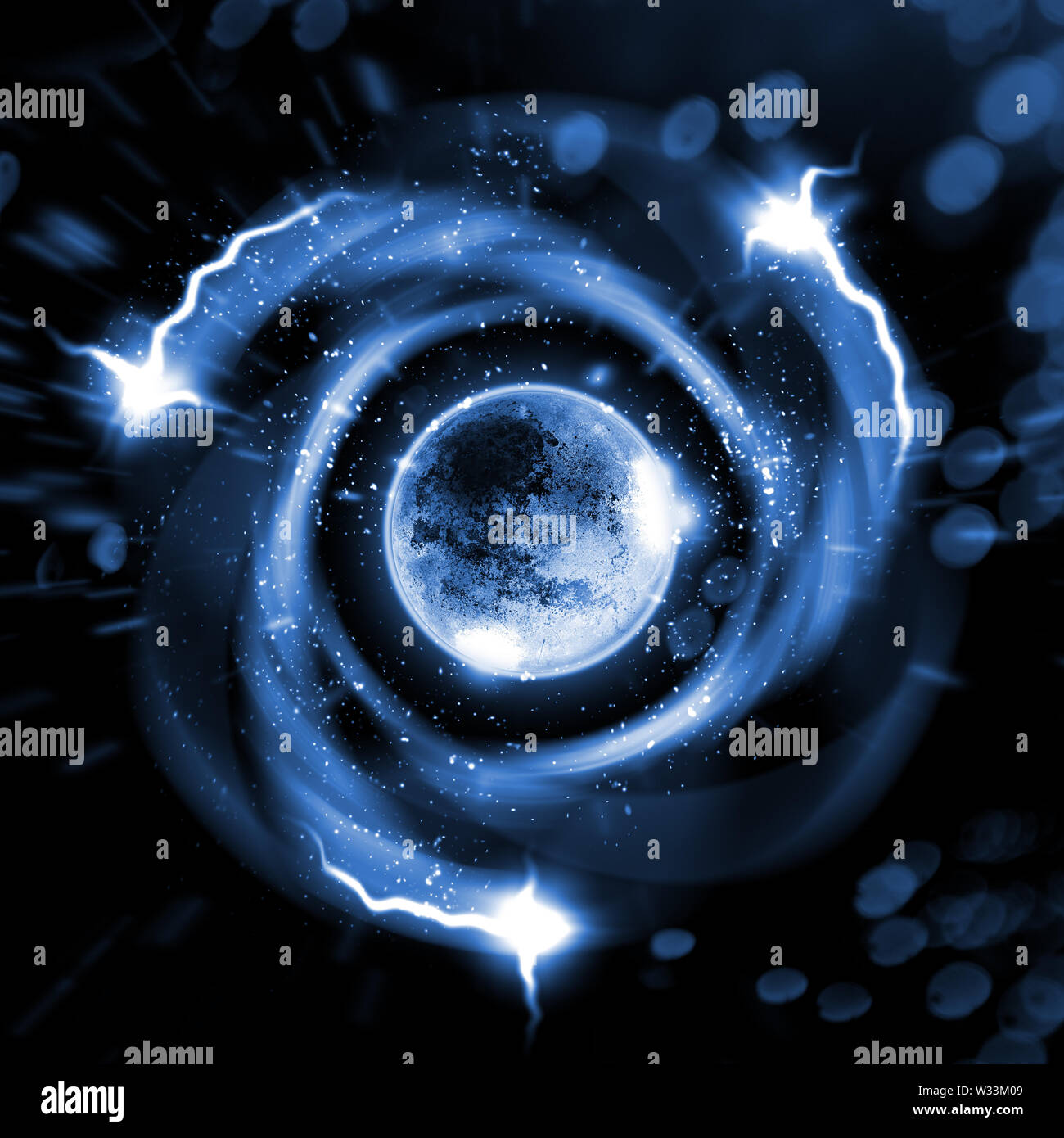 Close up of colorful atomic particle background science 3D illustration ...