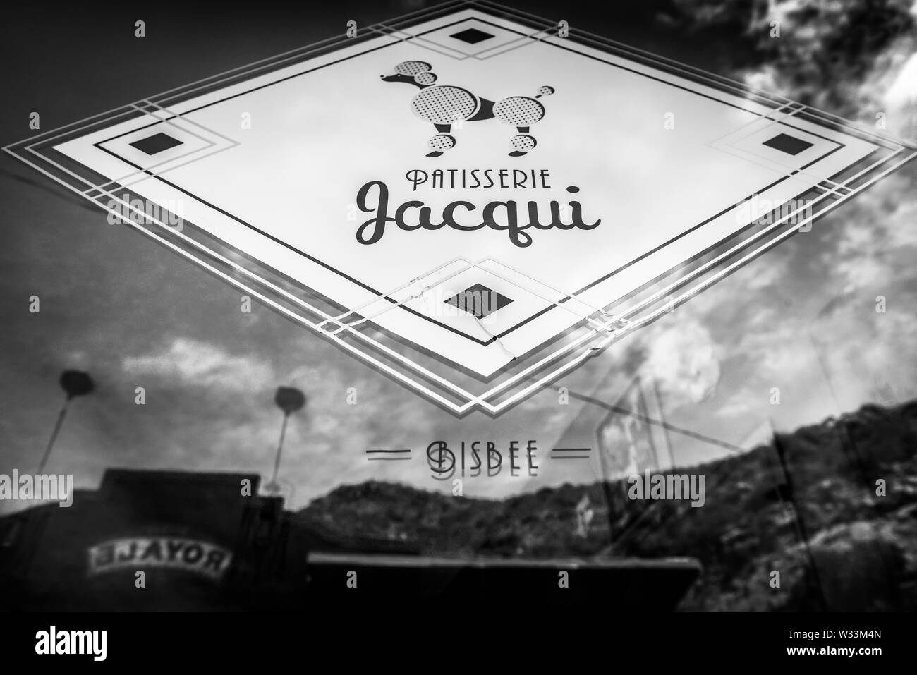 Sign on cafe window Black and White Stock Photos & Images - Alamy