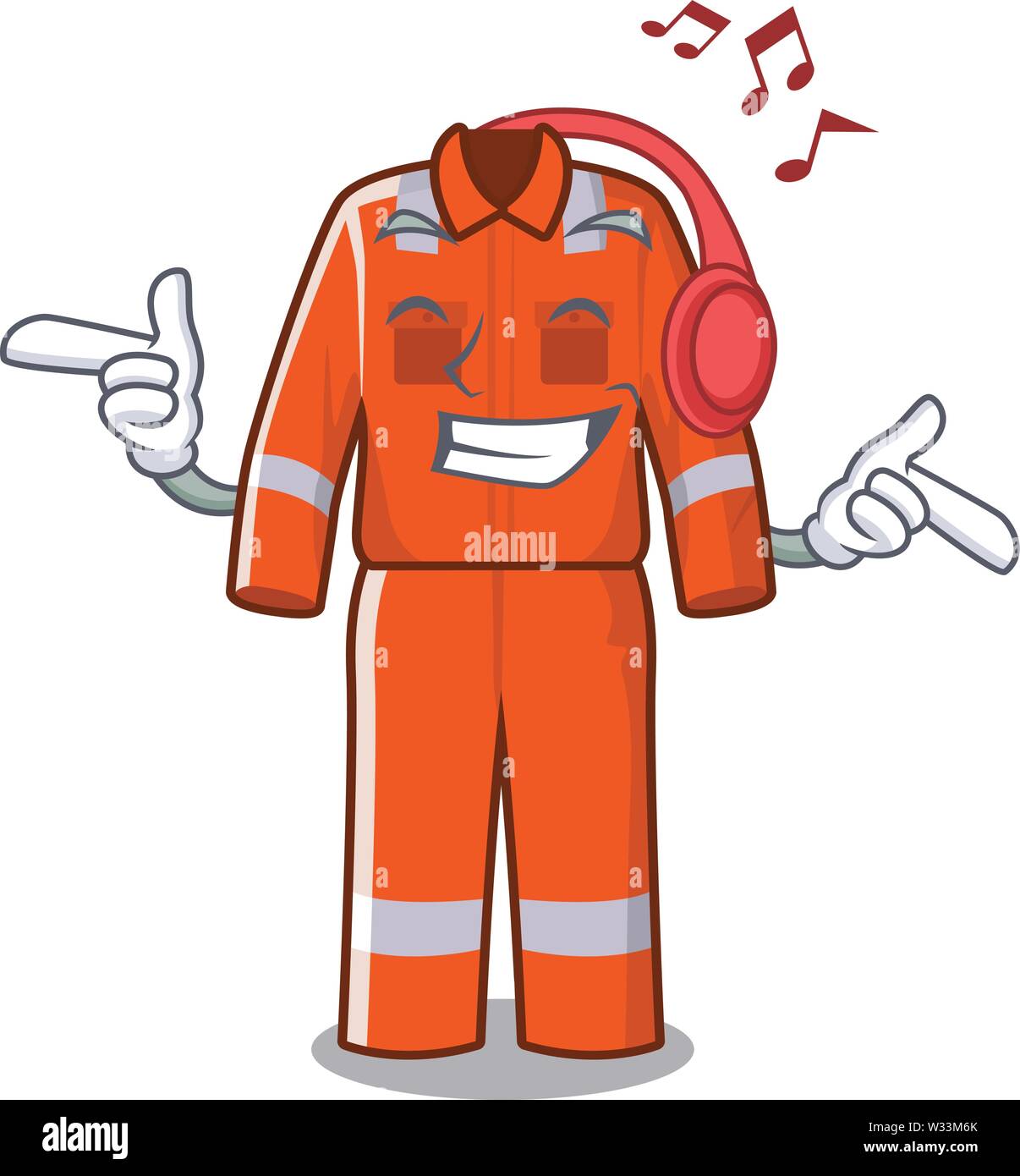 Listening music work overalls placed in cartoon lockers Stock Vector ...