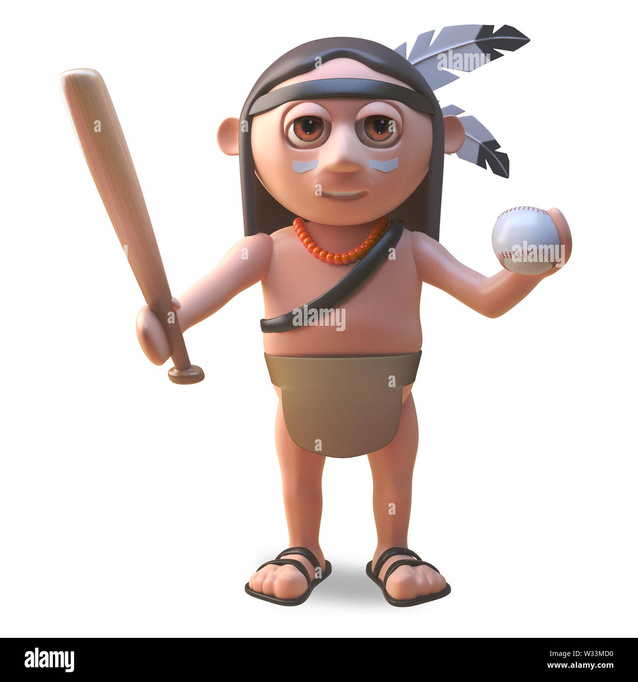 Sports mad native American indian man holding a baseball bat and ball ...