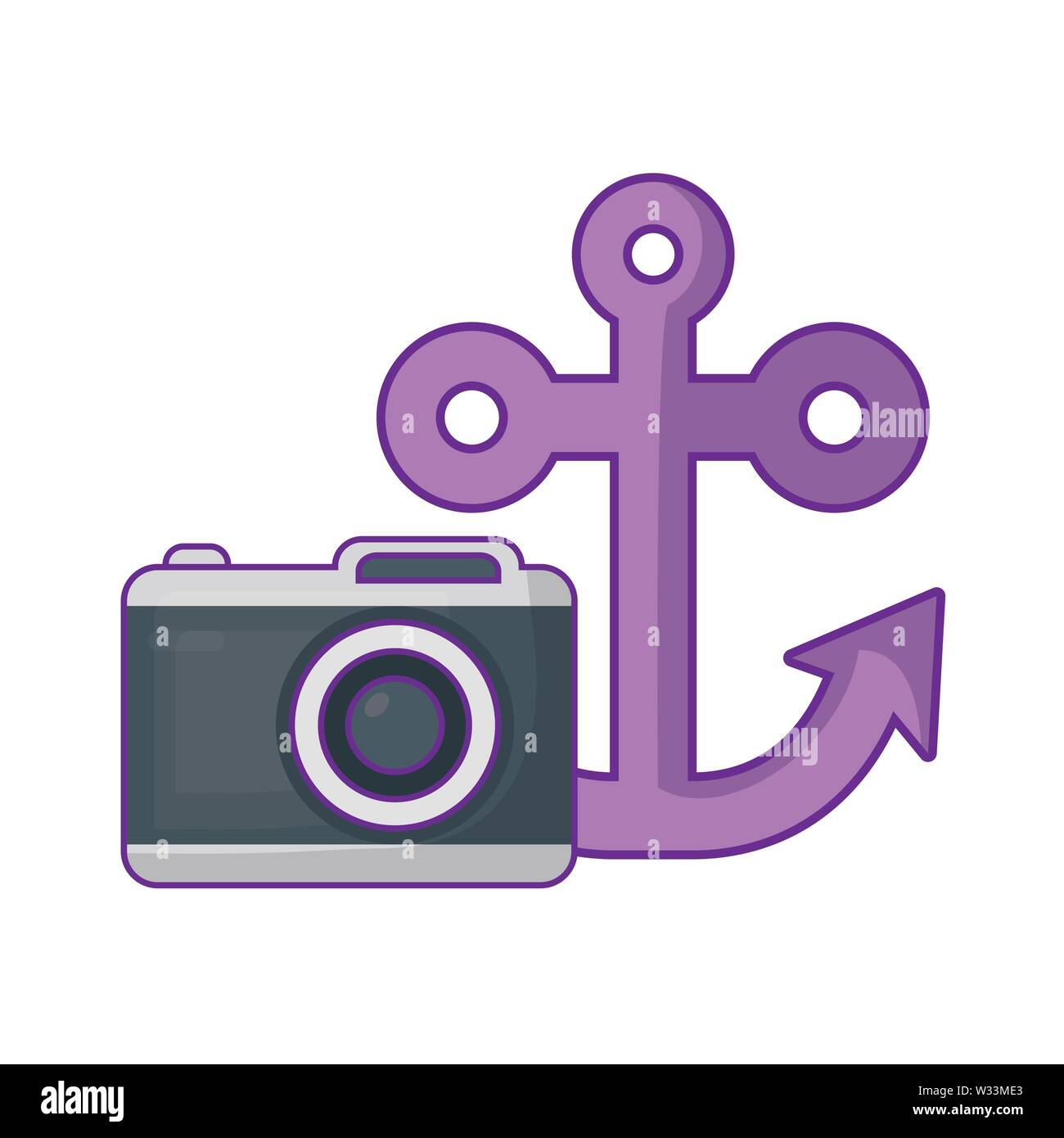 anchor marine with camera photography vector illustration design Stock ...