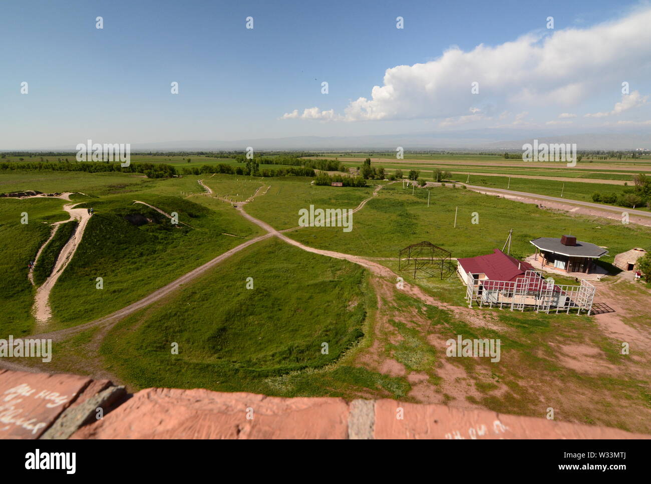 Panorama of archaeological site from Burana Tower. Tokmok. Kyrgyzstan ...