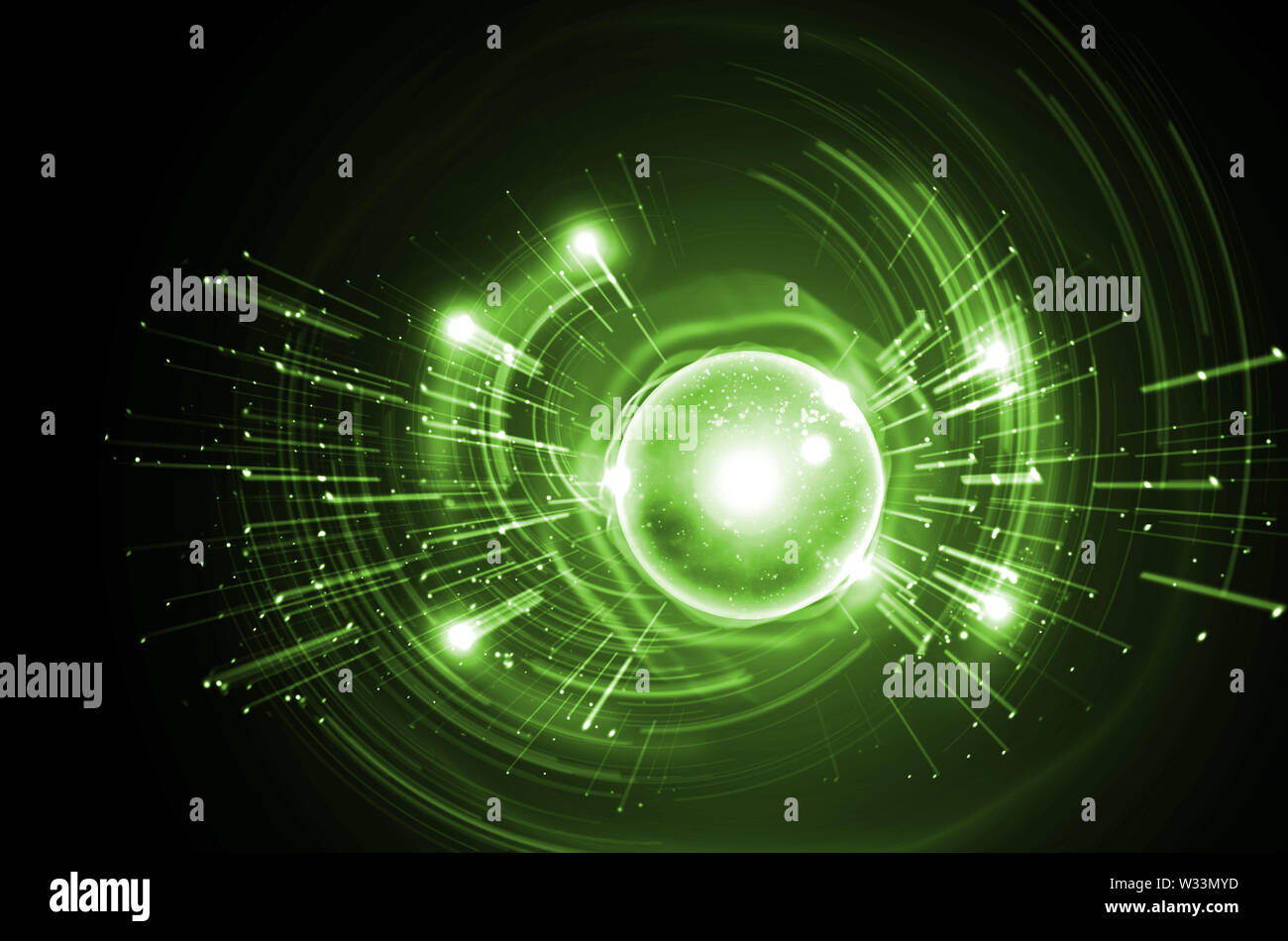 Close up of colorful atomic particle background science 3D illustration ...