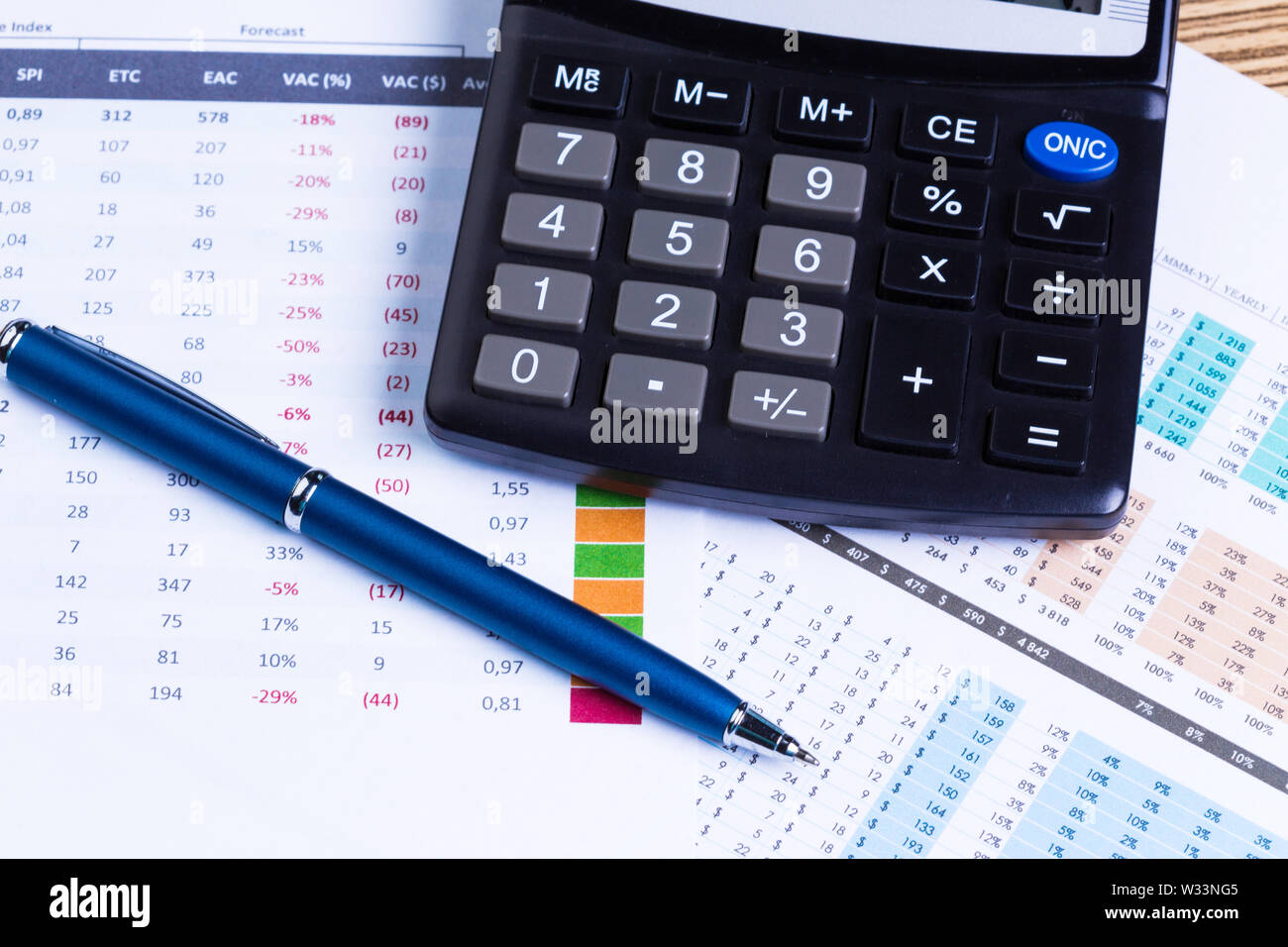 Graphs and Calculator Stock Photo - Alamy