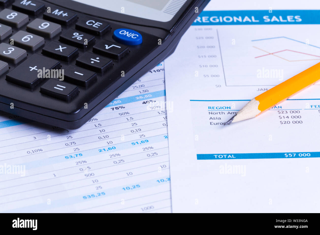Graphs and Calculator Stock Photo - Alamy