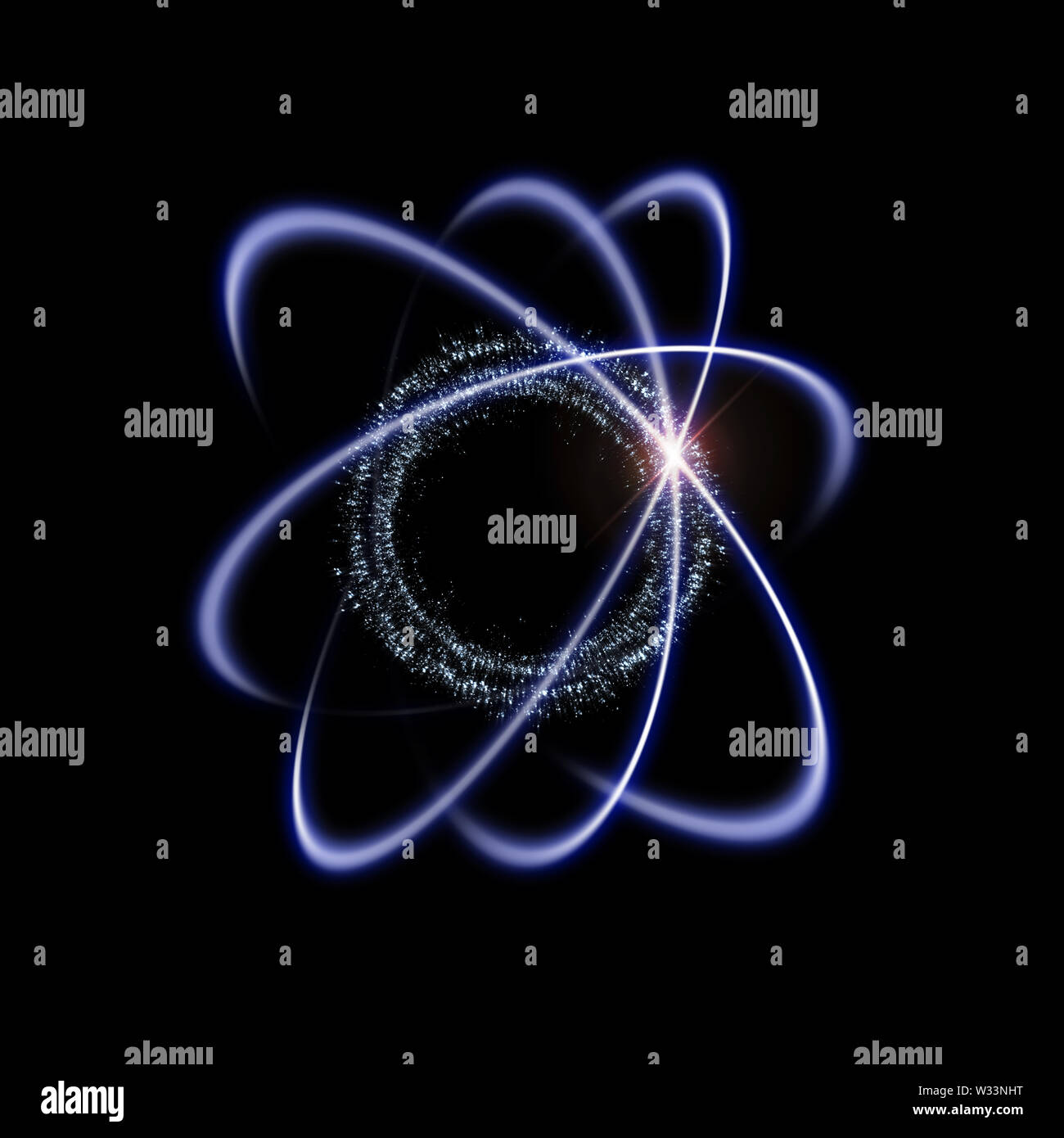 Close up of colorful atomic particle background science 3D illustration ...