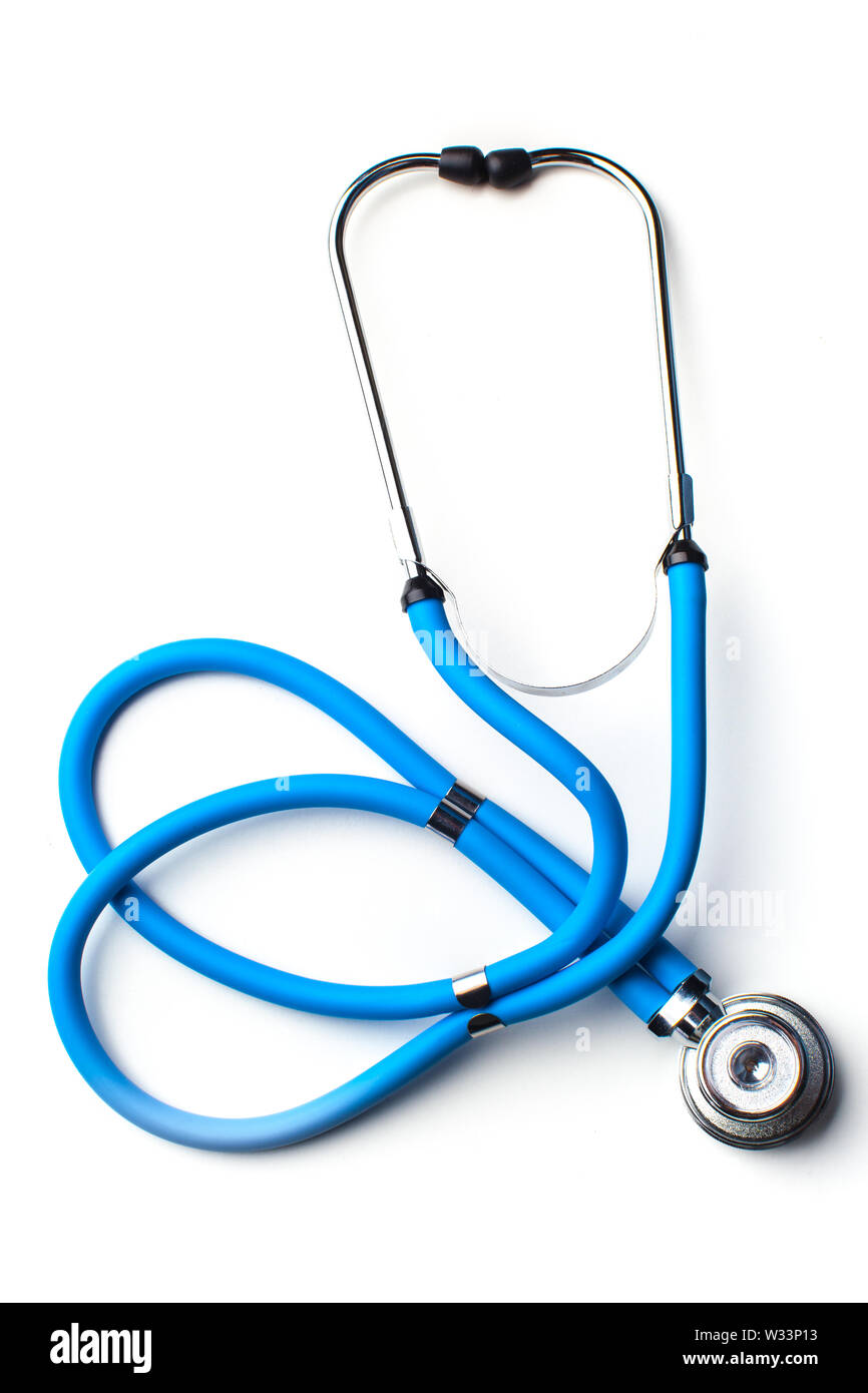 Blue stethoscope isolated on white Stock Photo - Alamy