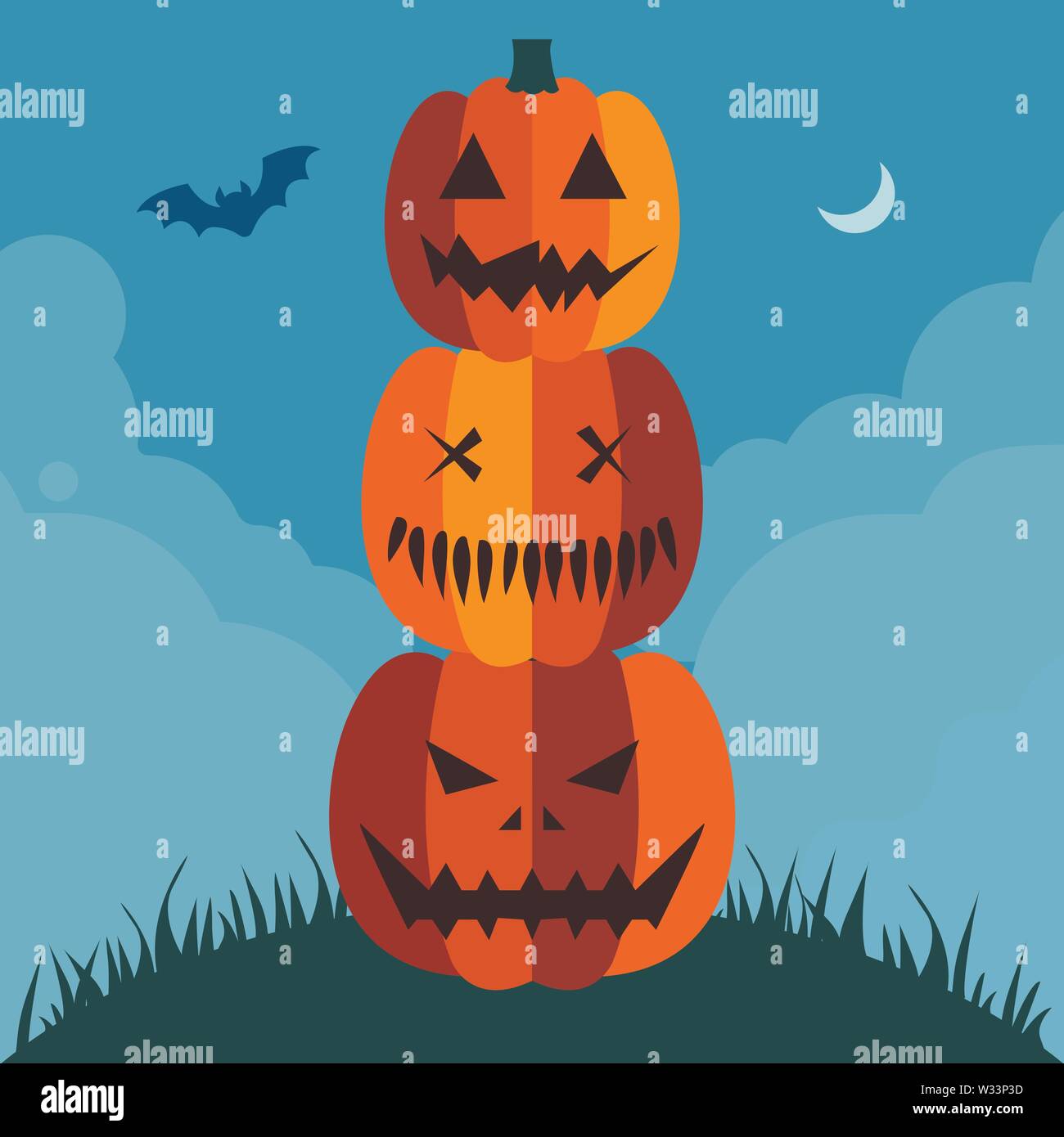 Halloween Pumpkin Pyramid Poster or Card Template Stock Vector Image ...