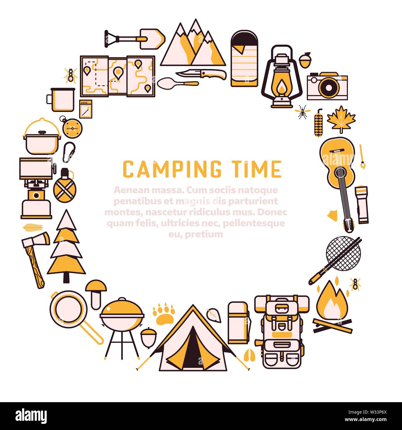 Camping and Hiking Camp Invitation Leaflet Template Stock Vector Image ...