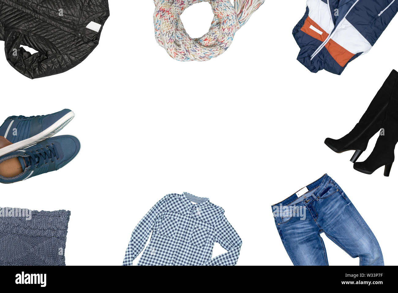 male clothes collection isolated on white Stock Photo - Alamy