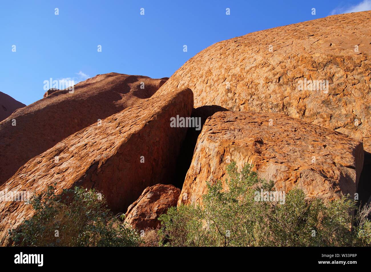 Close Up View of Sunlit Uluru Rock Formations Stock Photo - Alamy