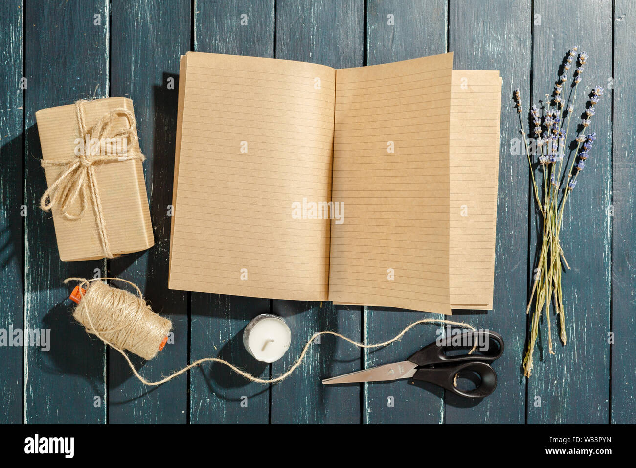 flowers with empty vintage notebook for your design Stock Photo - Alamy