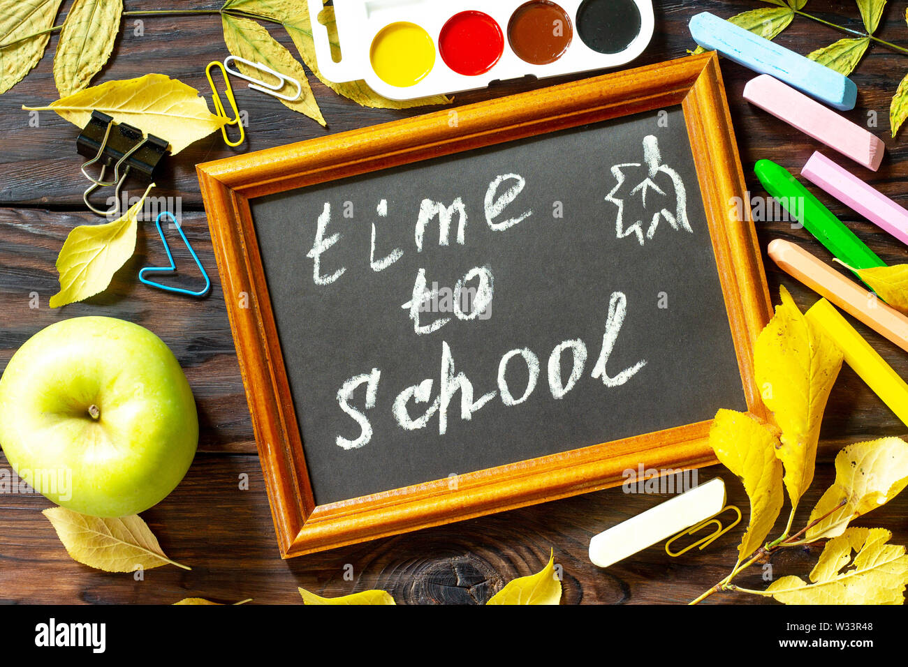 Time to School. Back to school concept. Education background with ...