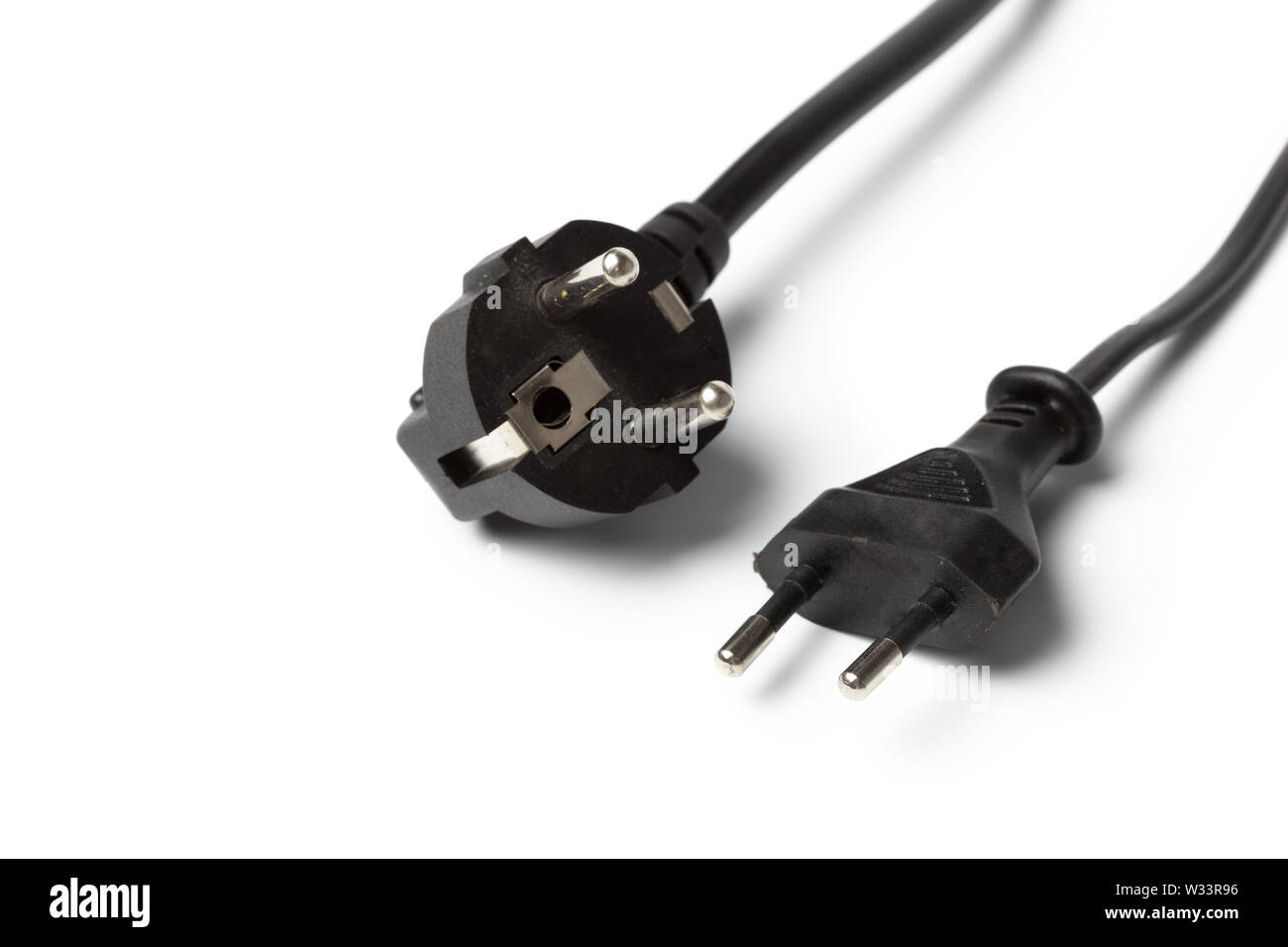Black power cable with plug and socket isolated on white Stock Photo ...