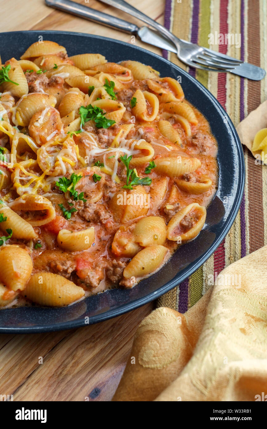 American goulash one pot meal cheesy beef and macaroni with shell pasta ...