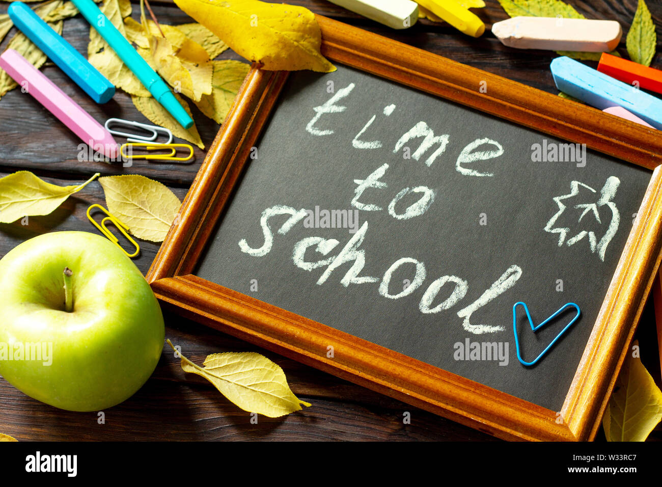 Time to School. Back to school concept. Education background with ...