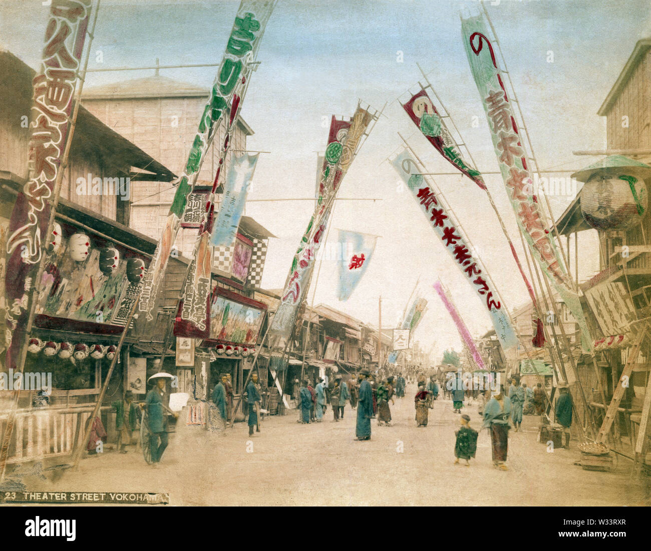 [ 1890s Japan - Isezakicho Theater Street, Yokohama ] — Isezakicho-dori ...